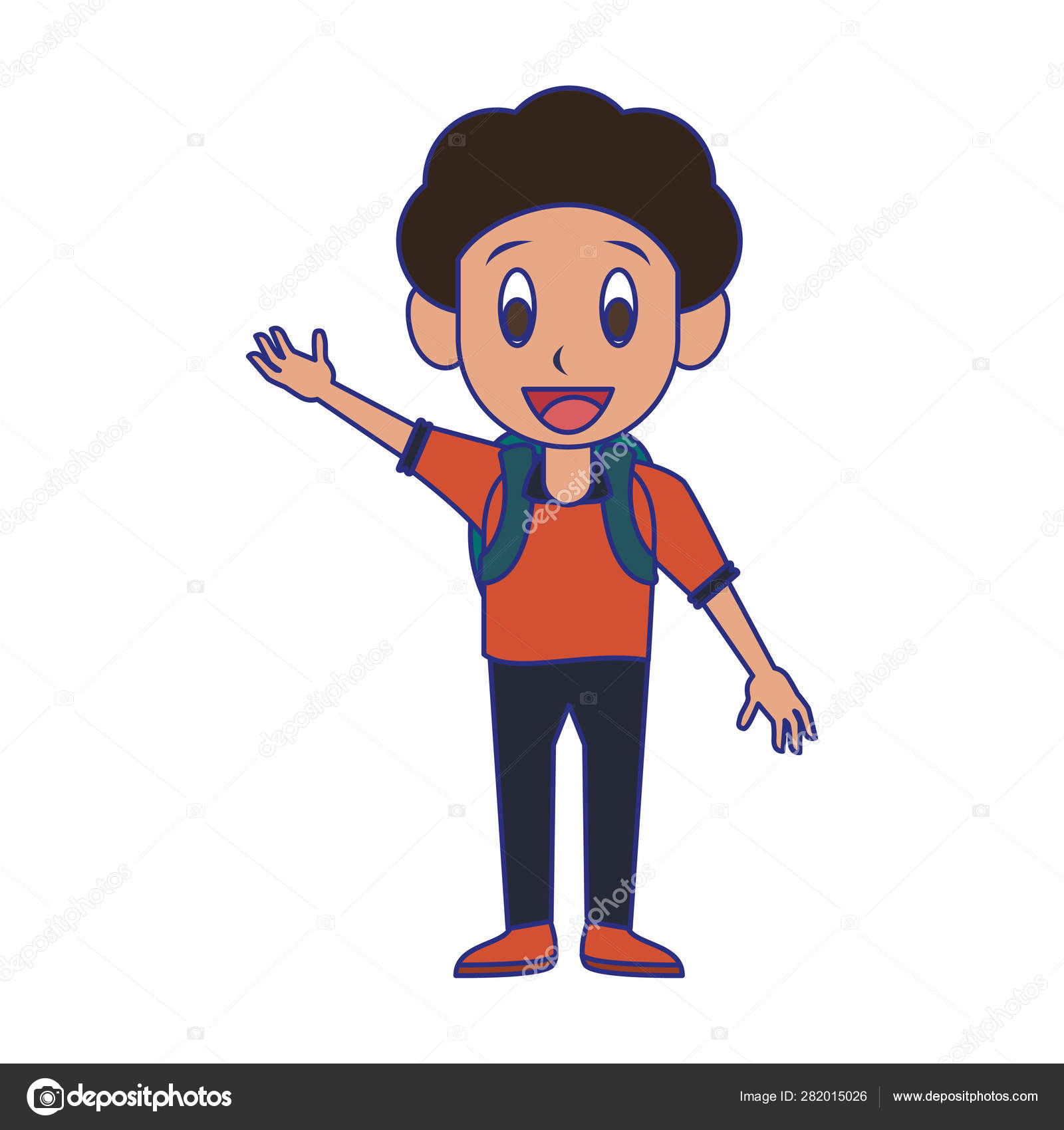 Happy Boy Student Cartoon