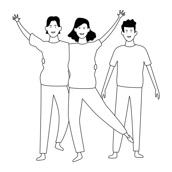 Dibujos Animados De Adolescentes En Blanco Y Negro Ilustración