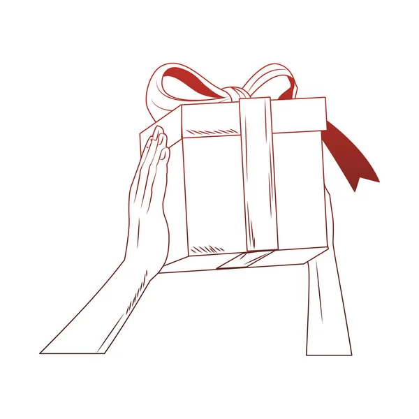 Hands holding giftbox pop art red lines Stock Vector Image by ...