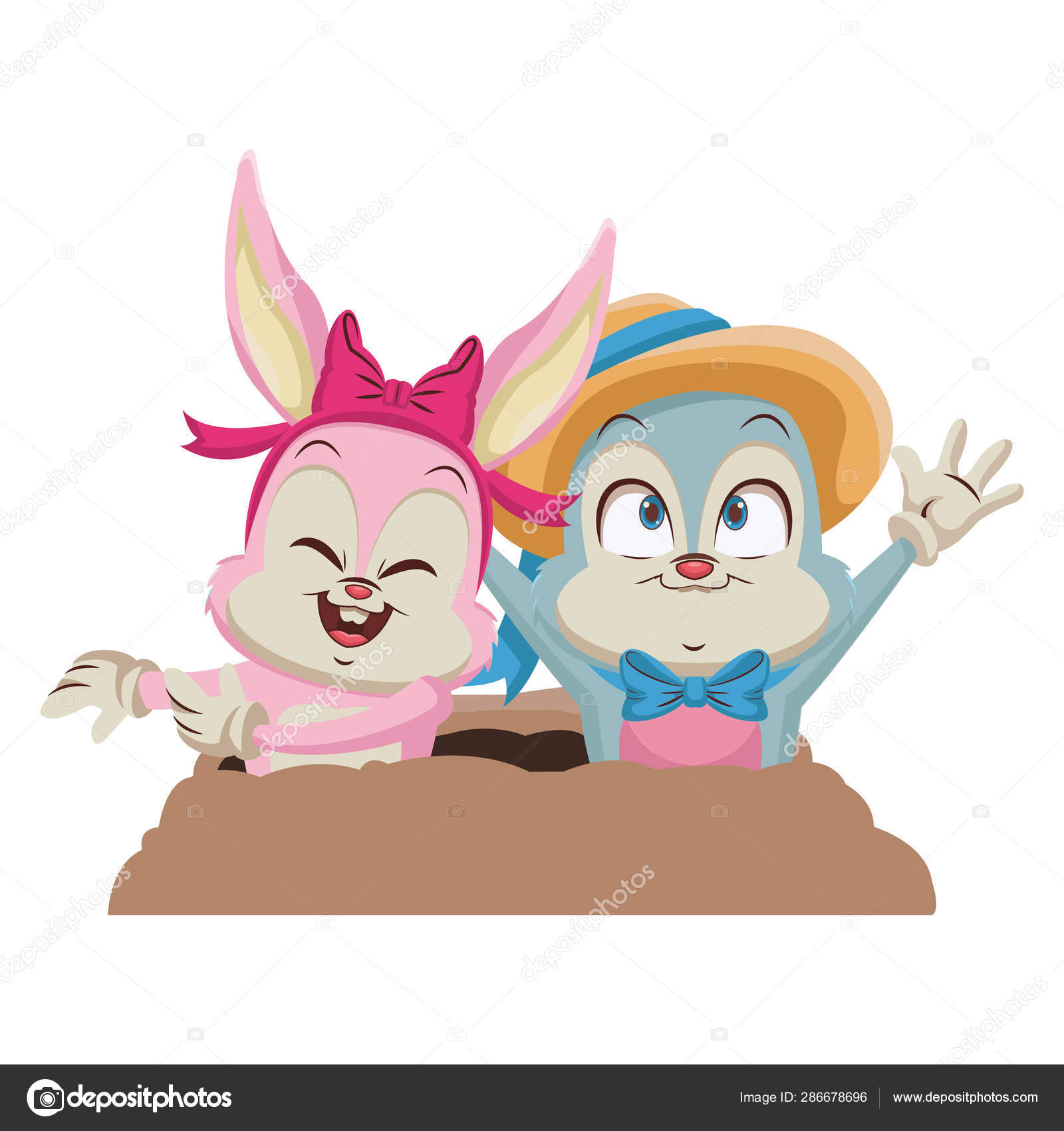 Rabbits couple cartoon Stock Vector by ©jemastock 286678696