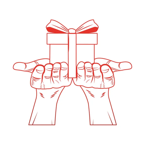 Hands holding giftbox pop art red lines Stock Vector Image by ...
