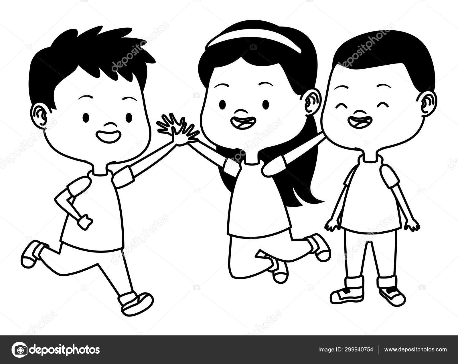 Playing With Friends Clipart Black And White