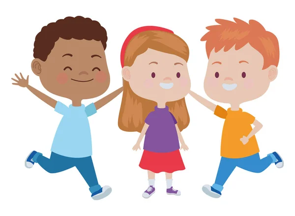 Happy cute kid boy and girl hug together — Stock Vector ...