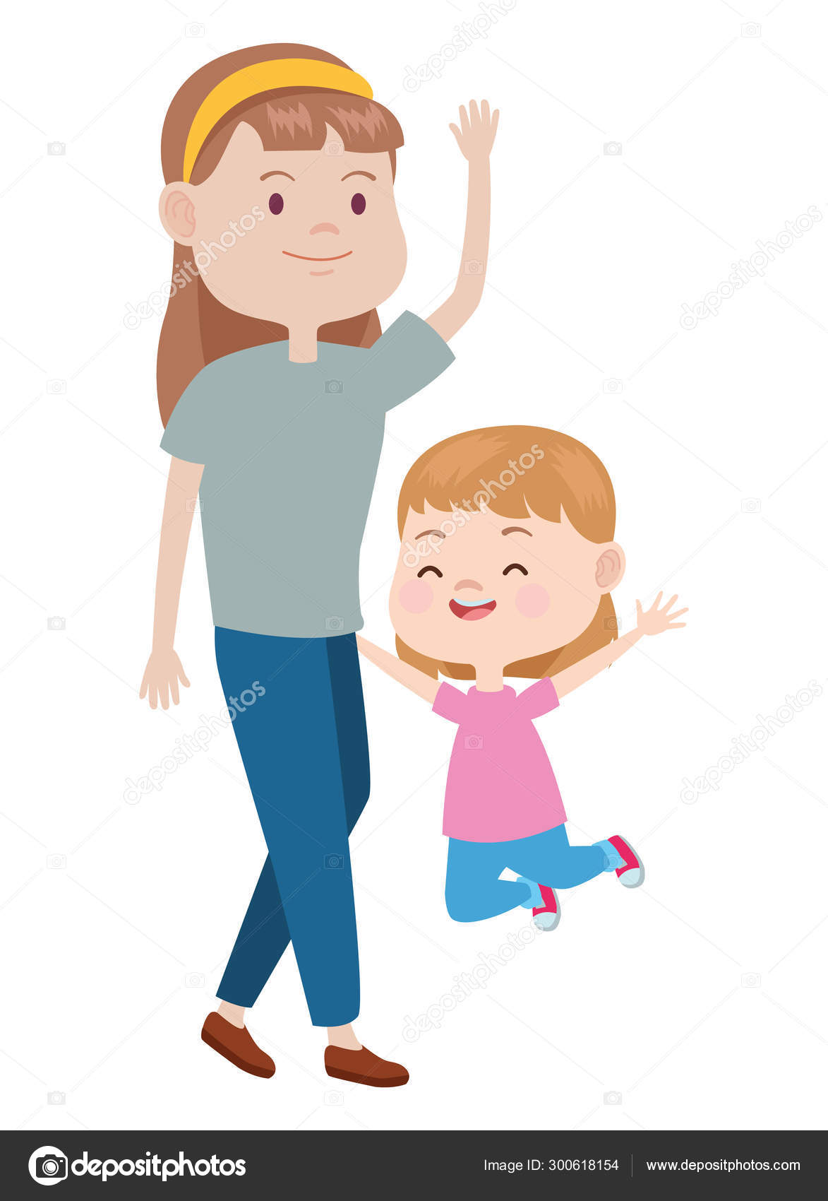 Family single mother with children cartoon Stock Vector by ©jemastock 300618154