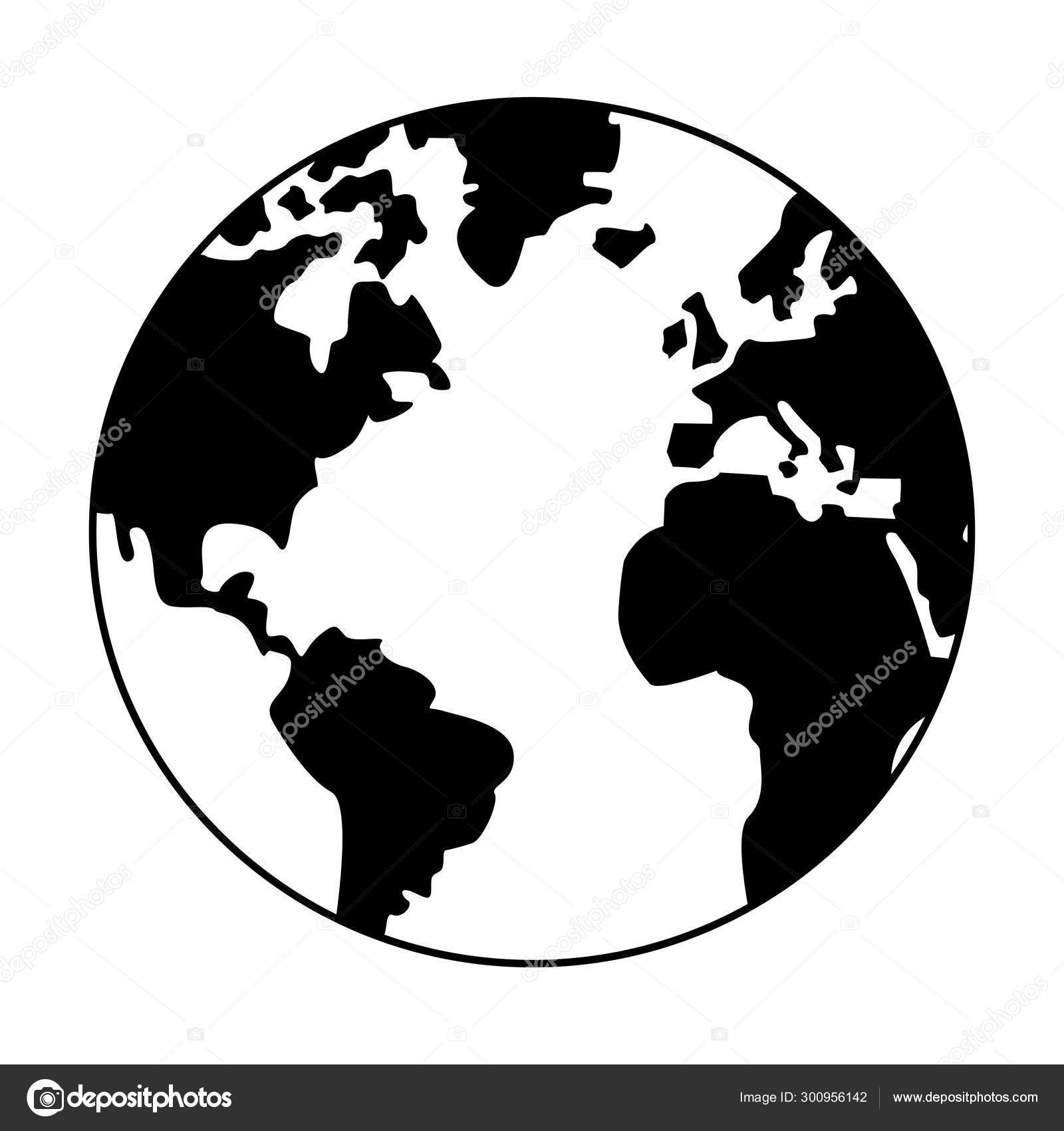 Globe Map Of The World Black And White