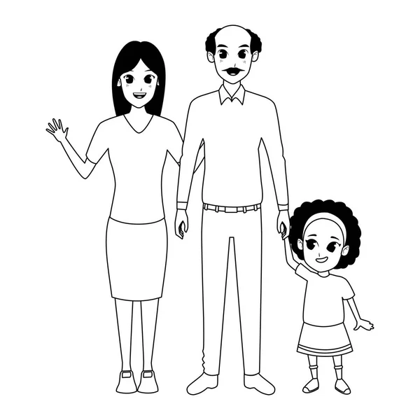 Nietos y abuelo de la mano en blanco y negro Vector de stock #301516498 de ©jemastock