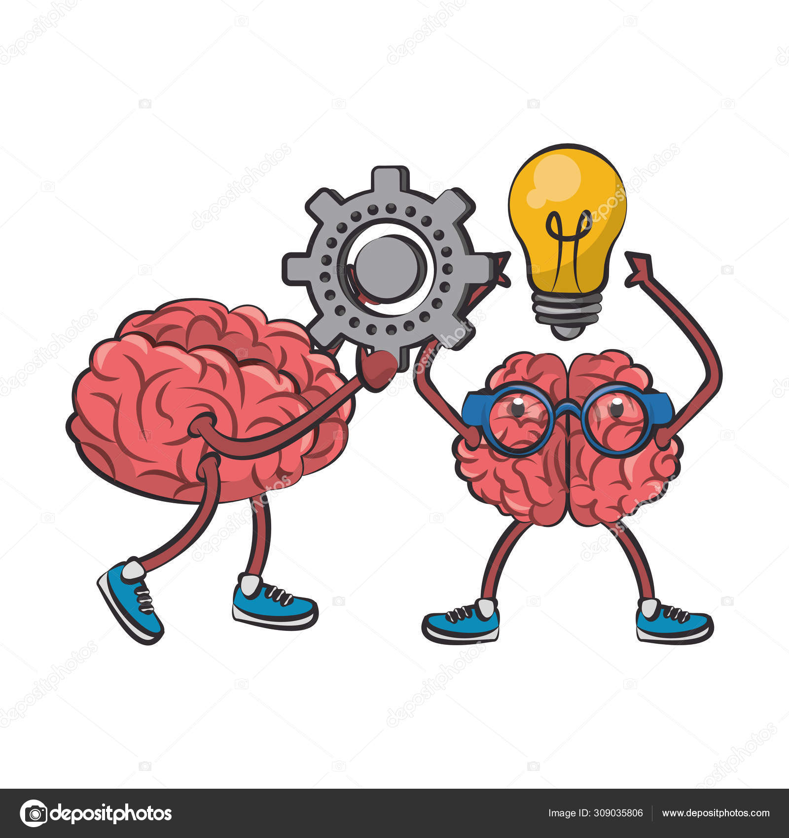 Inteligência do cérebro humano e desenhos animados criatividade imagem ...