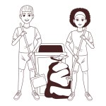 Students kids in school cartoon in black and white Stock Vector Image ...