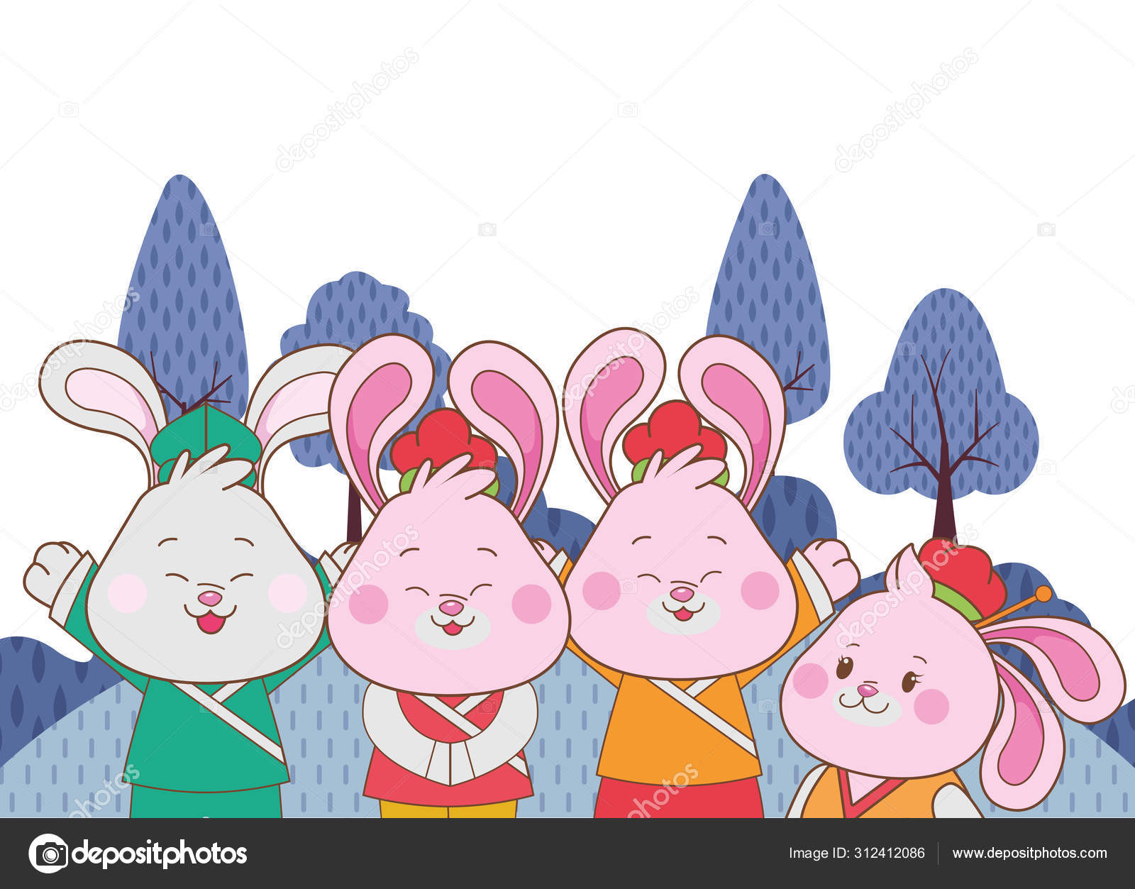 Rabbits celebrating mid autumn festival cartoons Stock Vector by ...