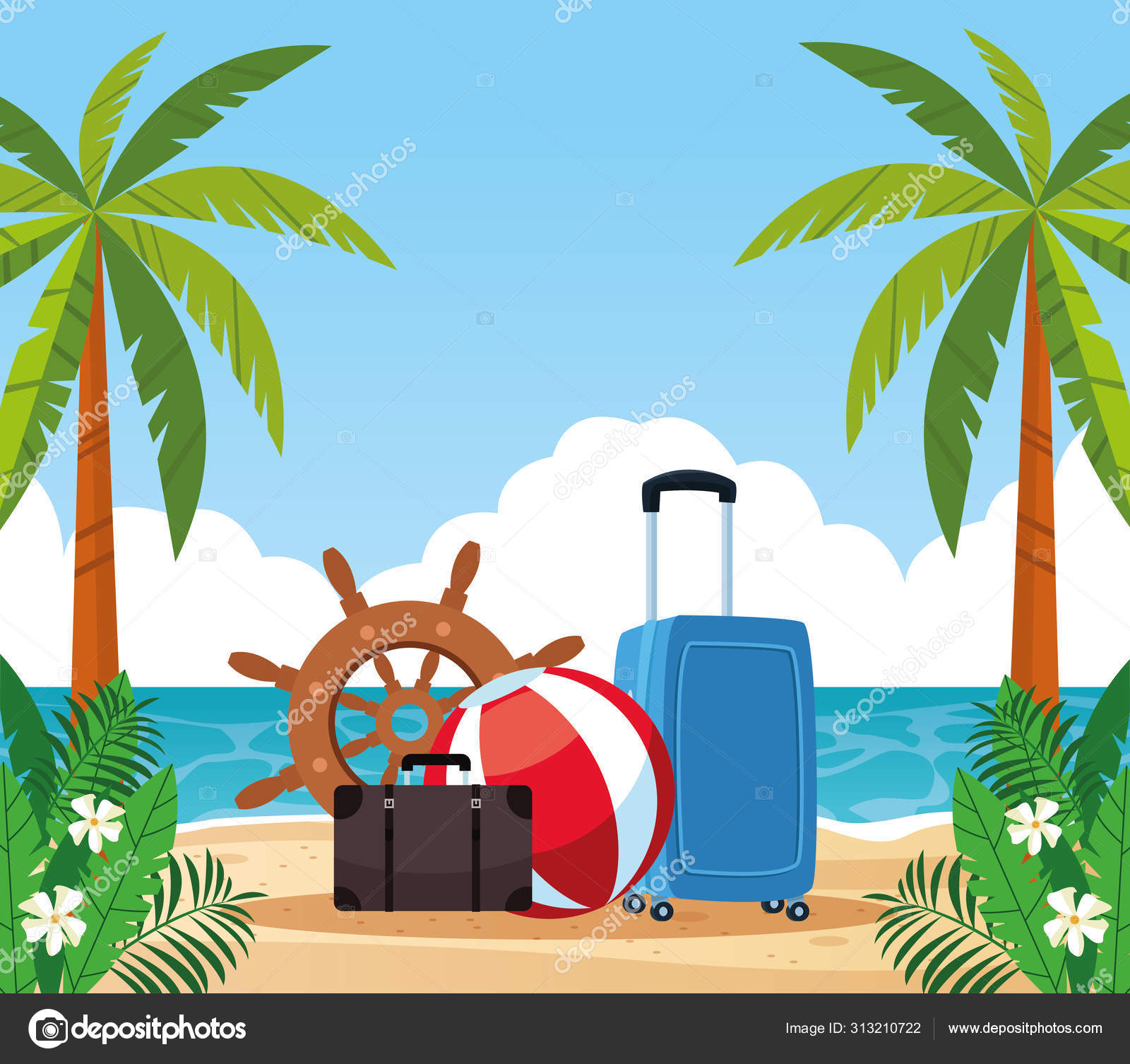Vacaciones de verano y caricaturas de viaje Vector de stock por ...