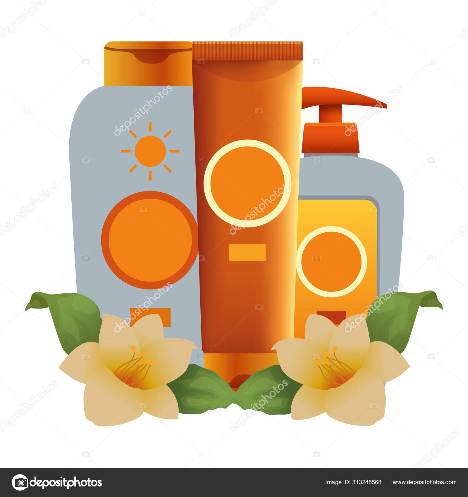 Sun bronzers cosmetics with flowers Stock Vector Image by ©jemastock ...