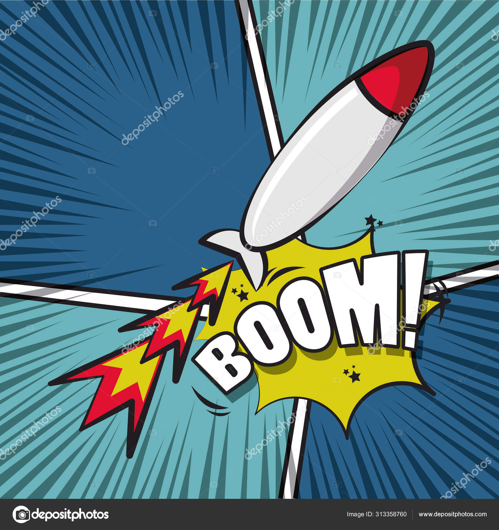 Comic book explosion pop art cartoon Stock Vector by ©jemastock 313358760