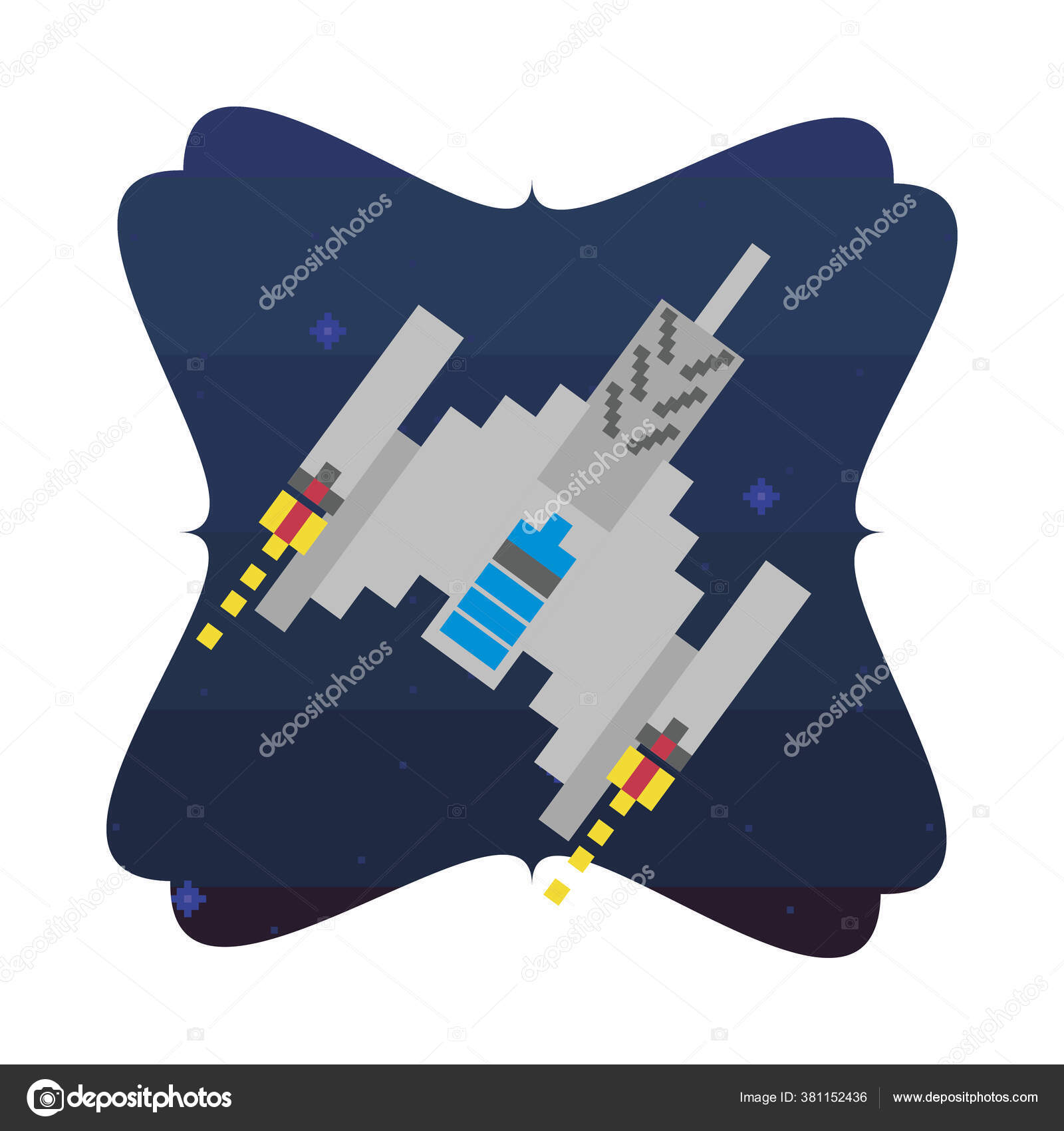Space ship flying 8 bits pixelated icon Stock Vector Image by ...