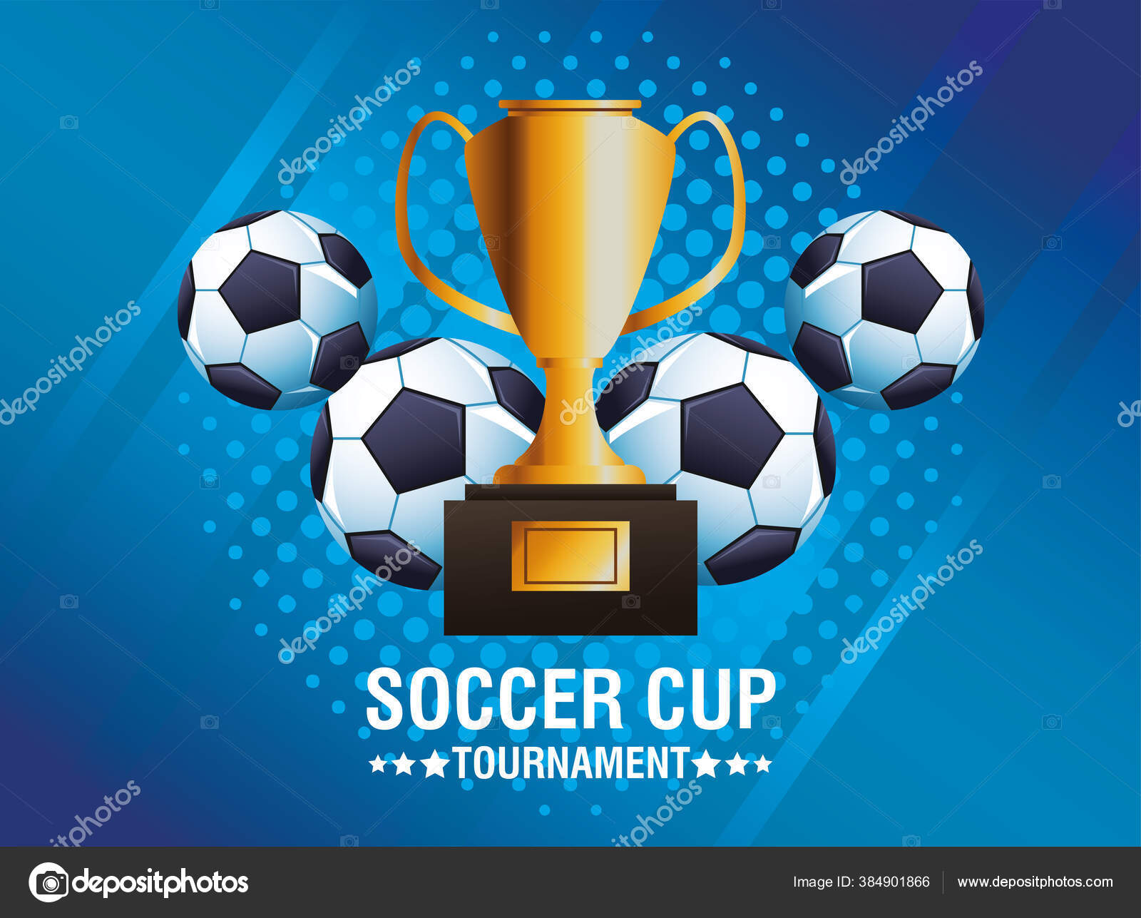 Soccer cup tournament poster with trophy and balloons Stock ...