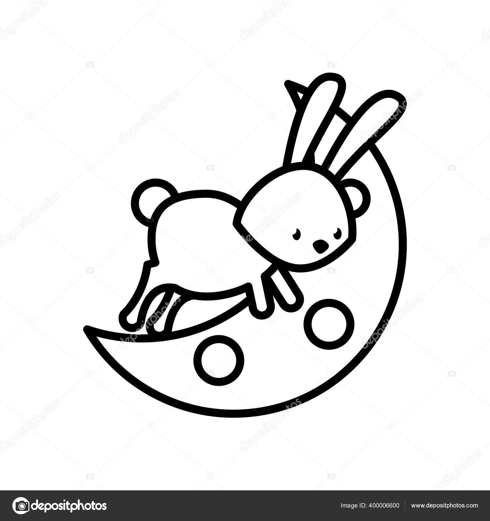Cute rabbit in crescent moon line style Stock Vector by ©jemastock ...