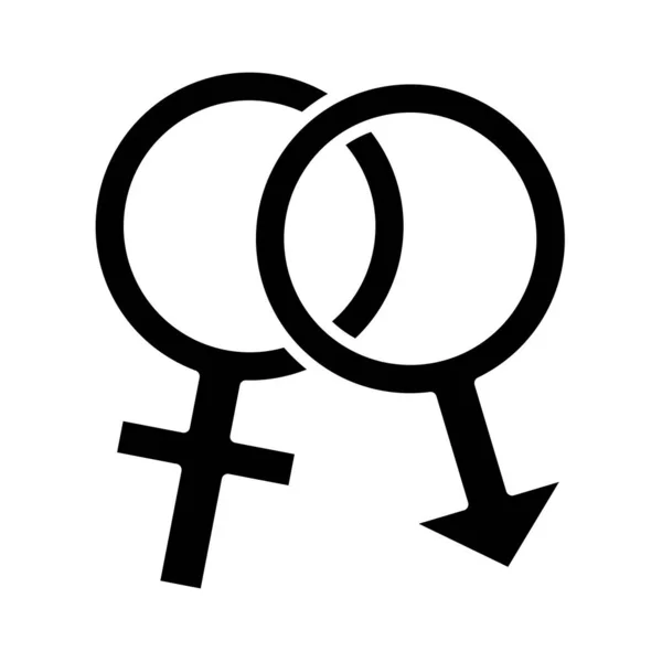 Genders Male And Female Symbols In Heart Silhouette Style Icon Stock