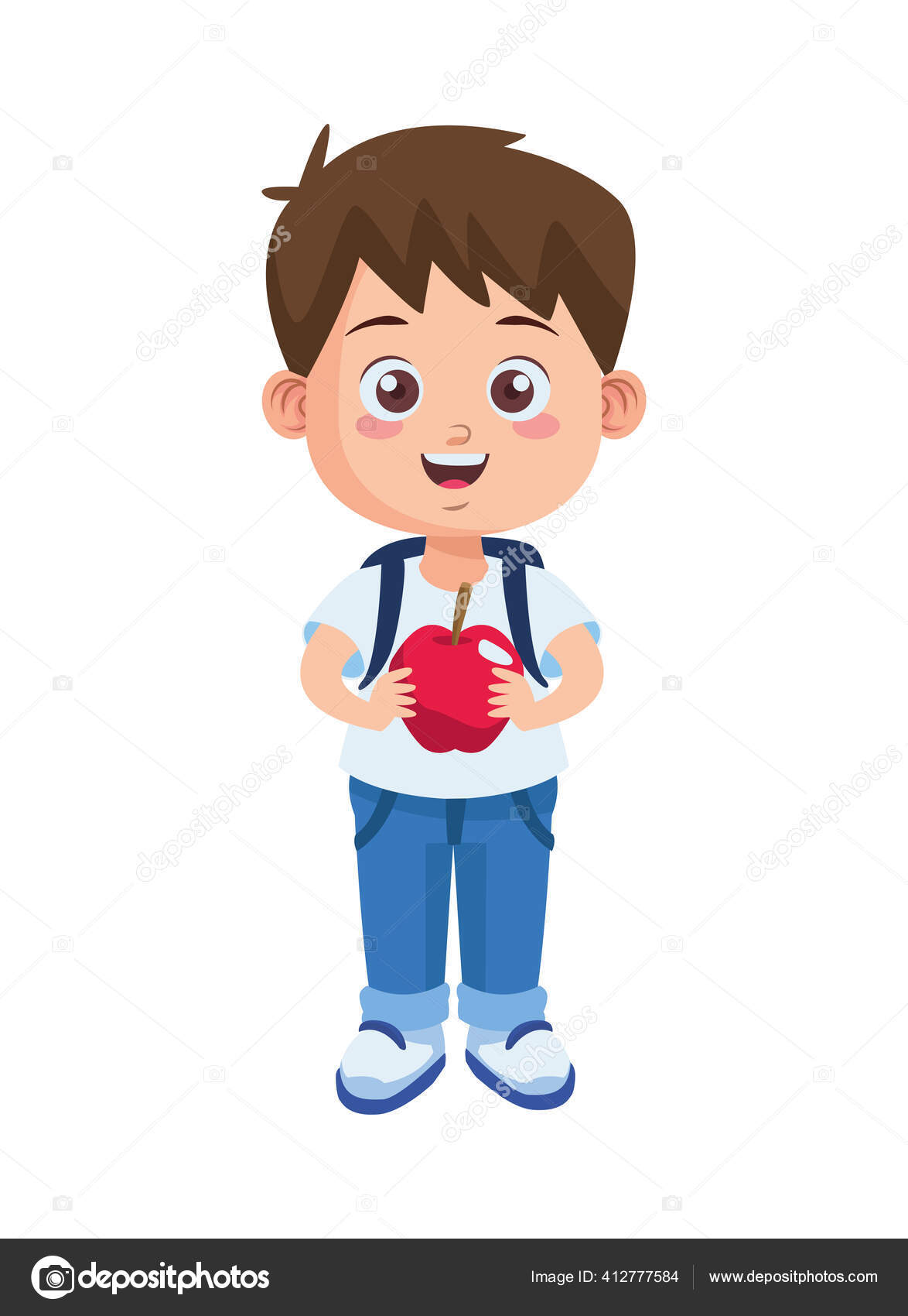 Cute little boy student with apple Stock Vector by ©jemastock 412777584 Cute little boy student with apple Stock Vector by ©jemastock 412777584