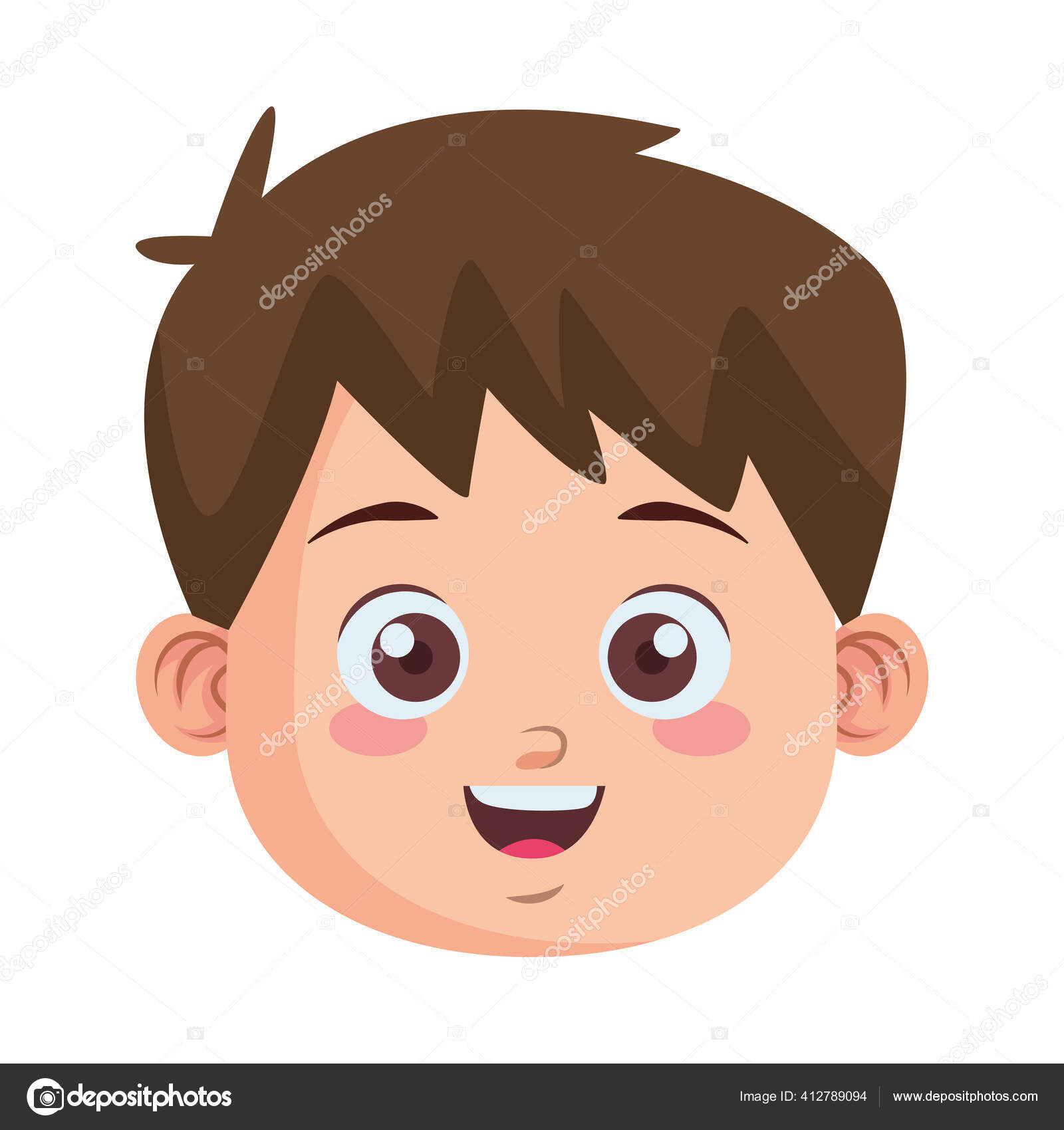 Cute little boy student head character Stock Vector by ©jemastock 412789094