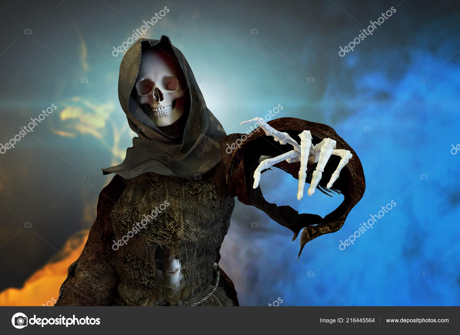 Death Hood Grim Reaper Standing Render Stock Photo by ©DenisSmile 216445564