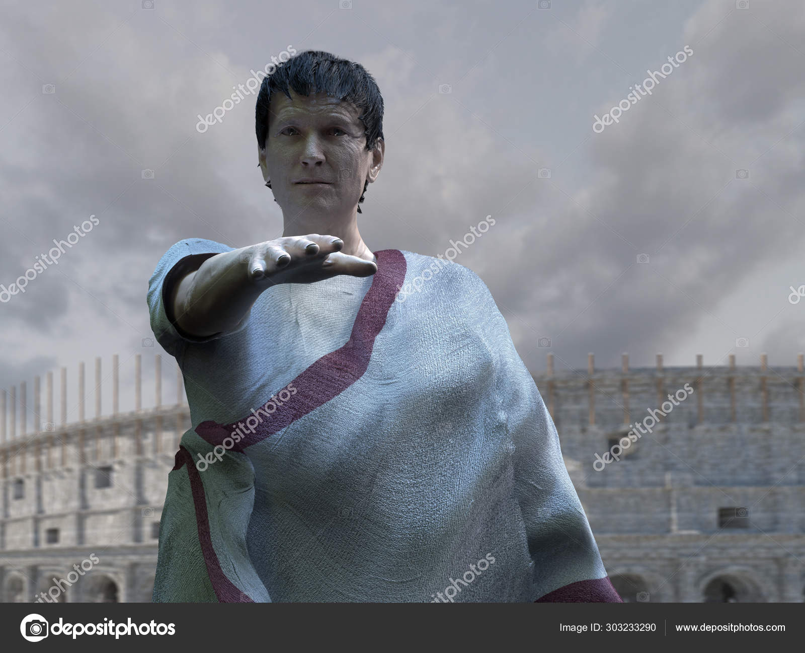 Portrait Ancient Roman Empire Imperator Gaius Iulius Caesar Render ...