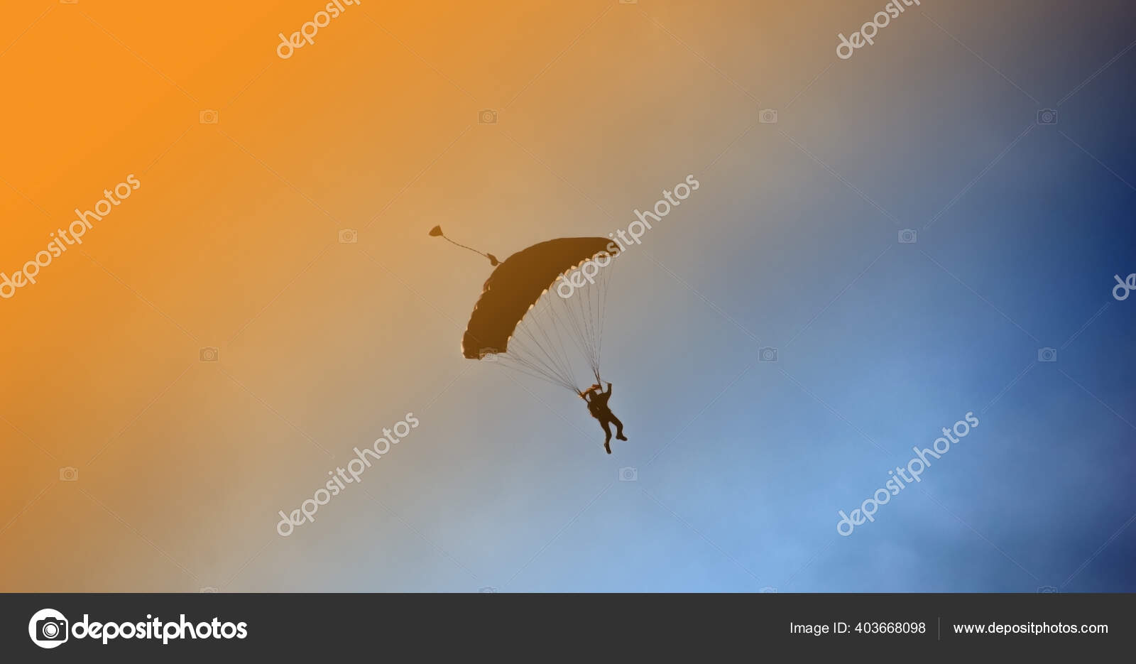 Photo People Jumping Parachute Beautiful Clean Day — Stock Photo ...
