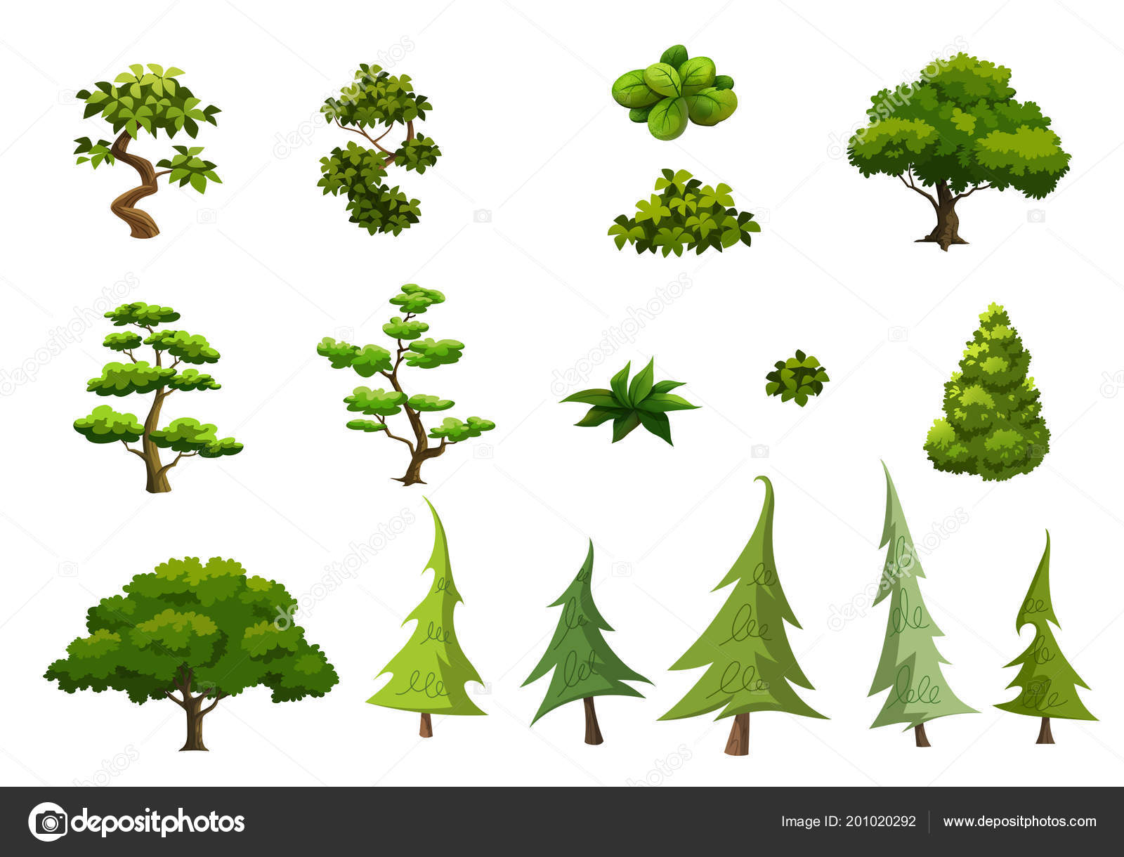 Trees Paint Cartoon Isolated White Background Daytime — Stock Photo ...