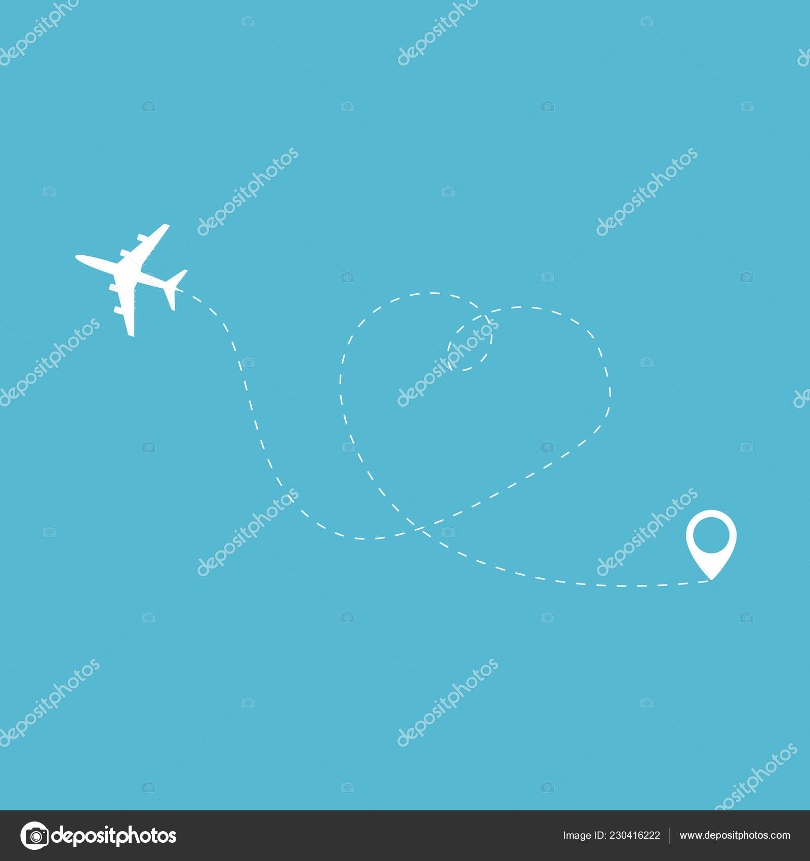 Airplane travel concept. Plane with destinations points and dash route ...