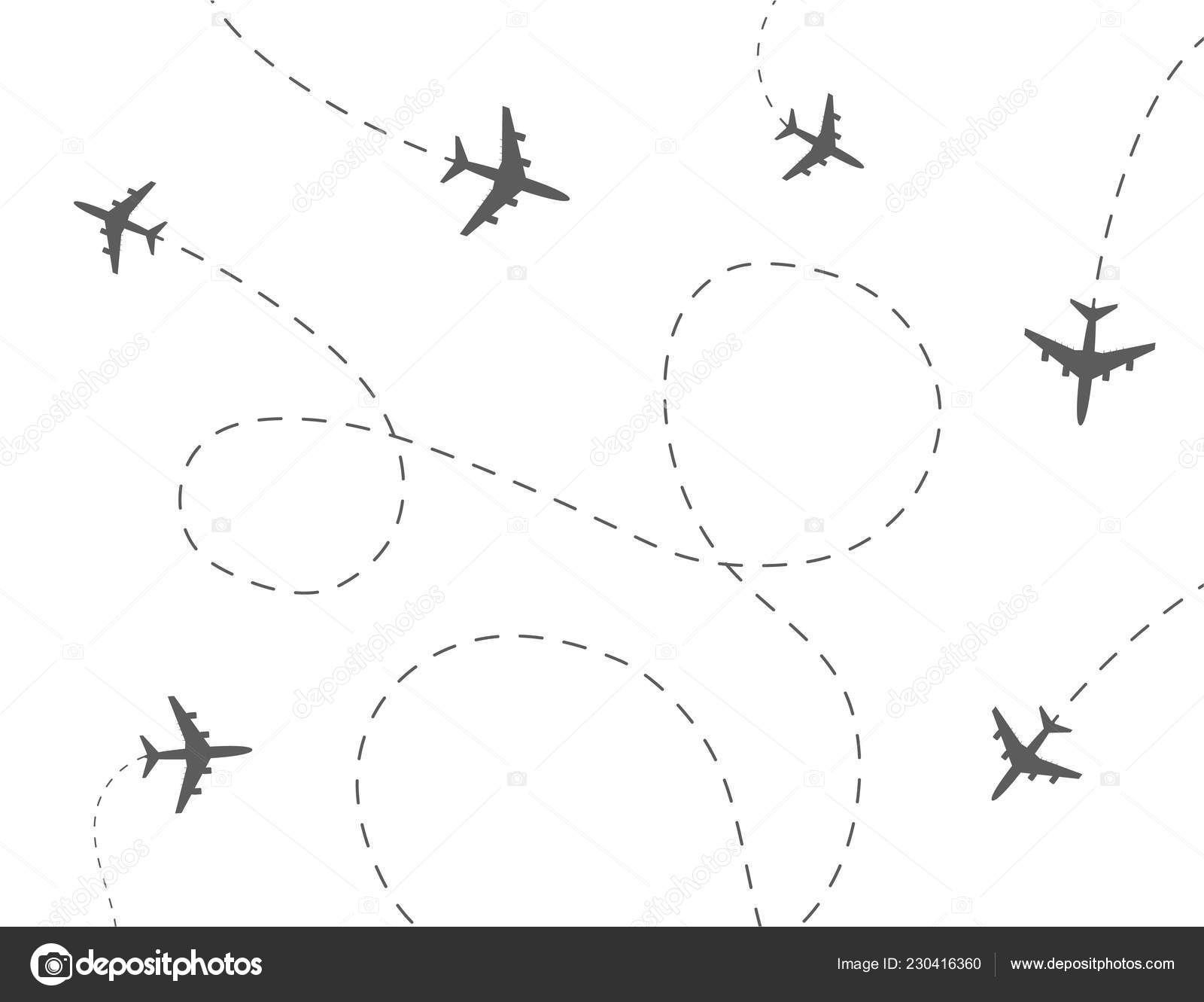 Airplane travel concept. Plane with destinations points and dash route ...