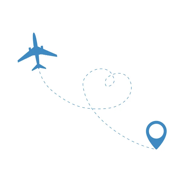 Airplane travel concept. Plane with destinations points and dash route ...