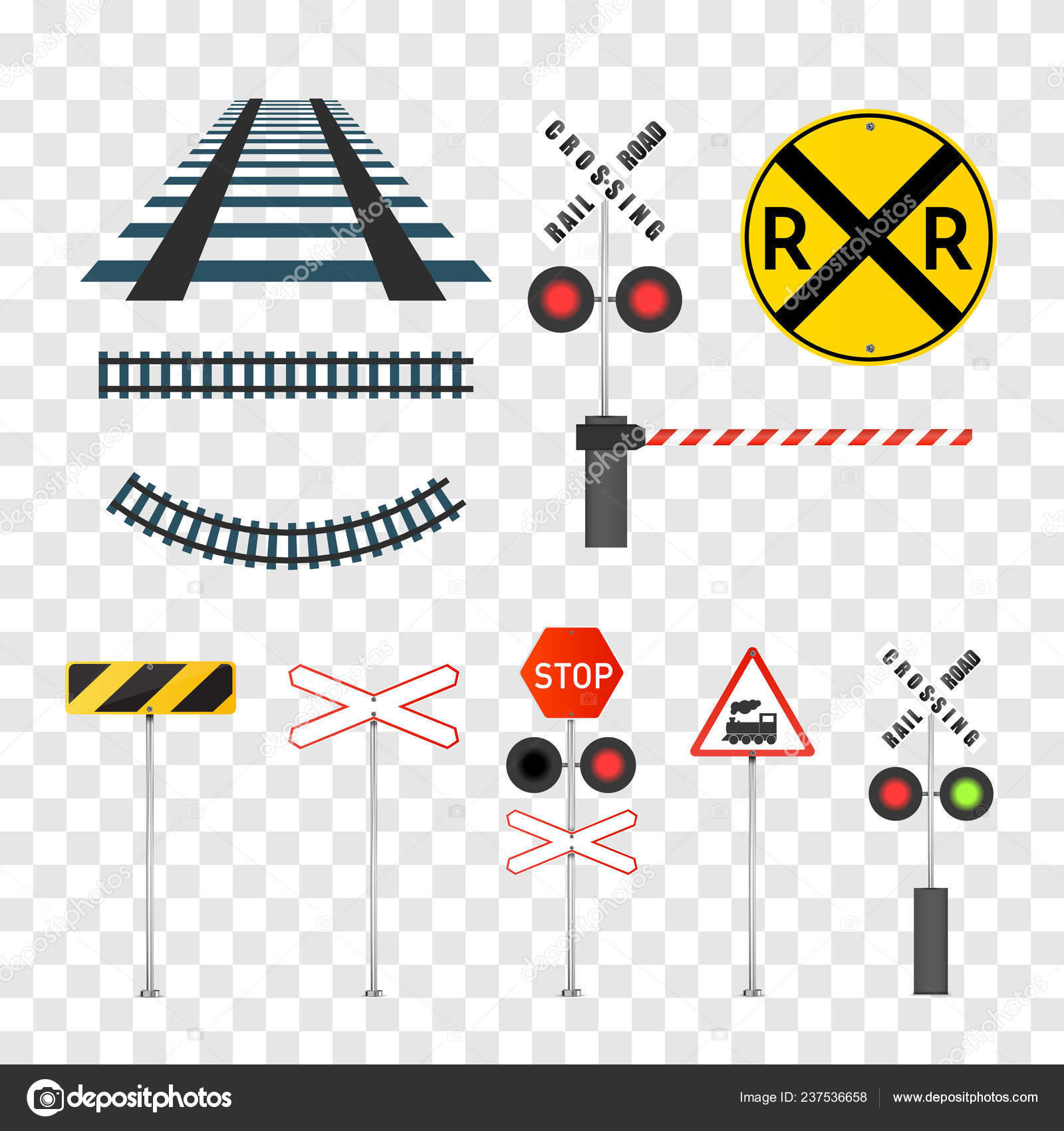 Railway signs set isolated on transparent background. Vector eps10. Stock Vector Image by ...