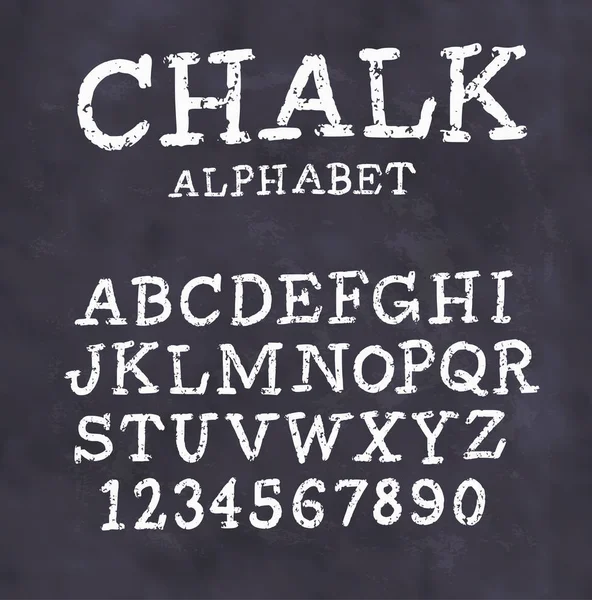 Chalk font. Handwritten alphabet letters and numbers. — Stock Vector ...