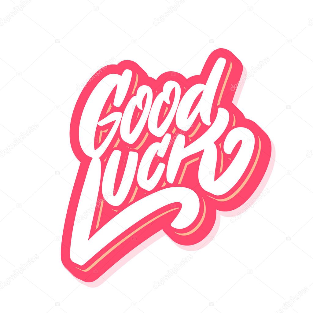 ¡Buena suerte! Tarjeta de despedida. Letras vectoriales. 2024