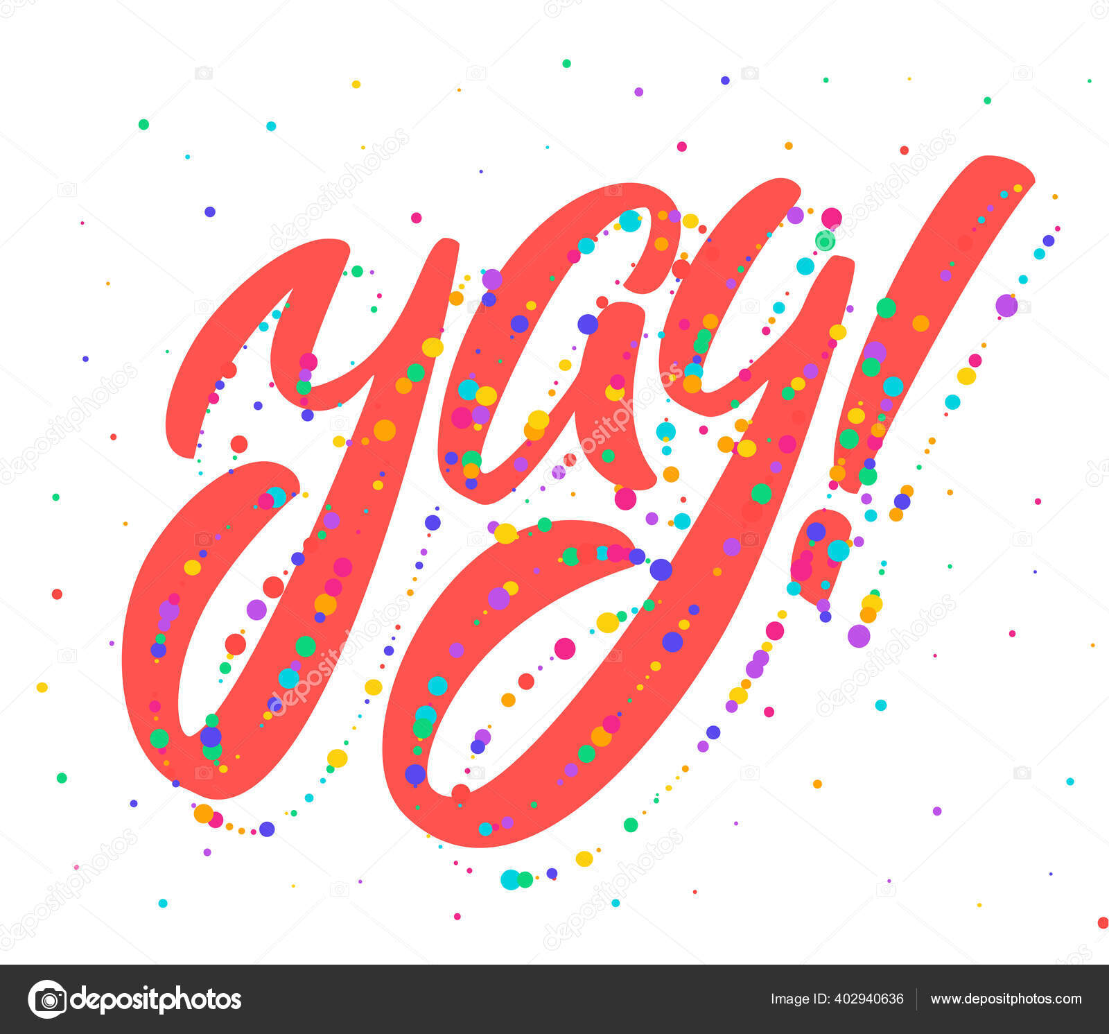 Yay. Vector lettering icon. Stock Illustration by ©alexgorka #402940636