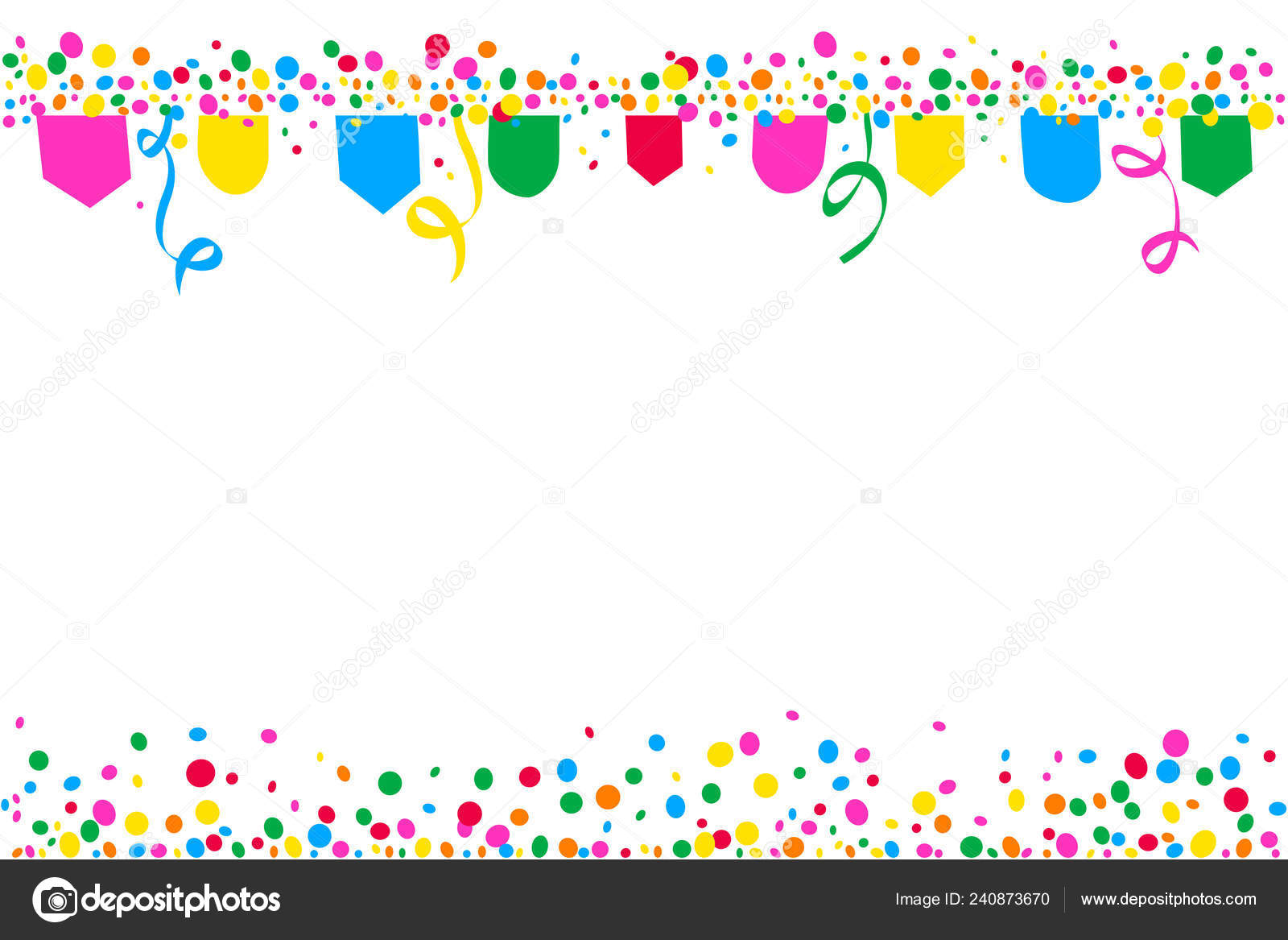 Horizontal Background Colorful Party Flags Confetti Top Space Stock ...