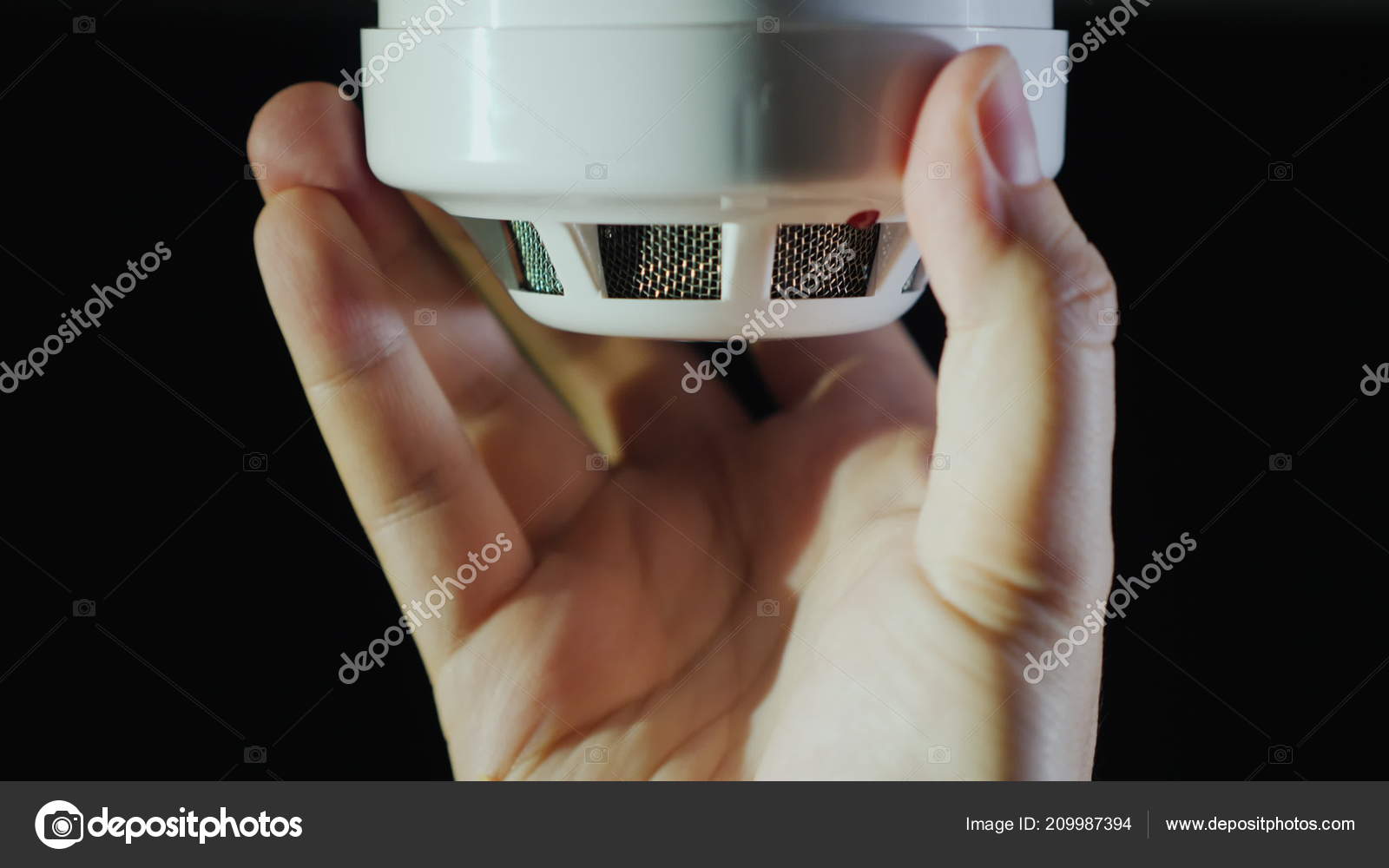 Man installs a sensor fire protection system Stock Photo by ...