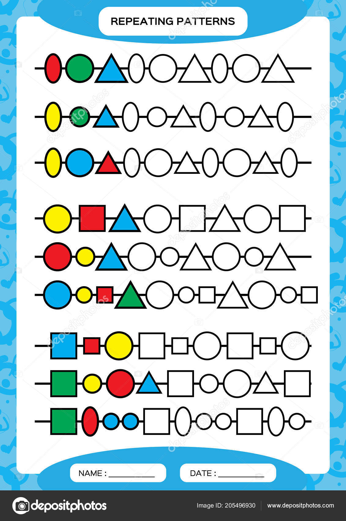 Preschool pattern worksheet | Complete Repeating Patterns Worksheet ...