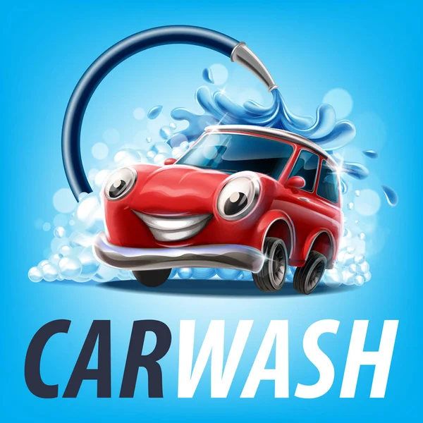 Vector Illustration Cartoon Automobile Lettering Car Wash Stock Vector