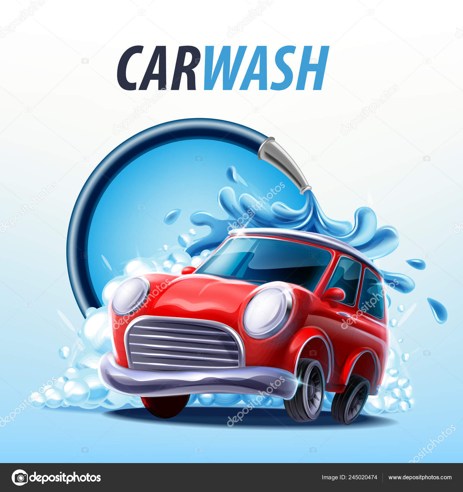 Vector Illustration Cartoon Automobile Lettering Car Wash — Stock