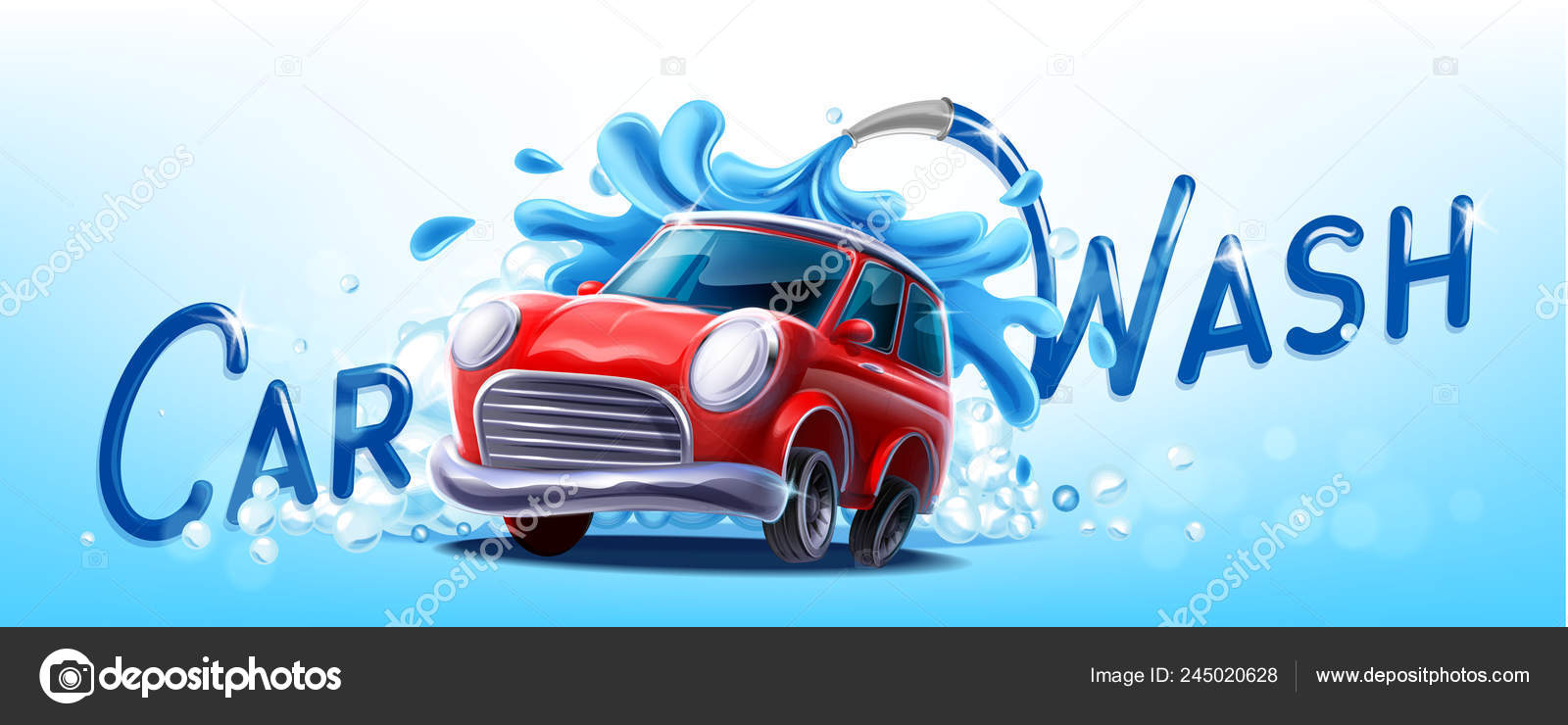Vector Illustration Cartoon Automobile Lettering Car Wash Stock Vector