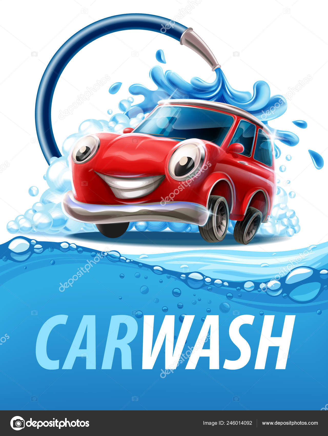 Vector Illustration Cartoon Automobile Lettering Car Wash Stock Vector