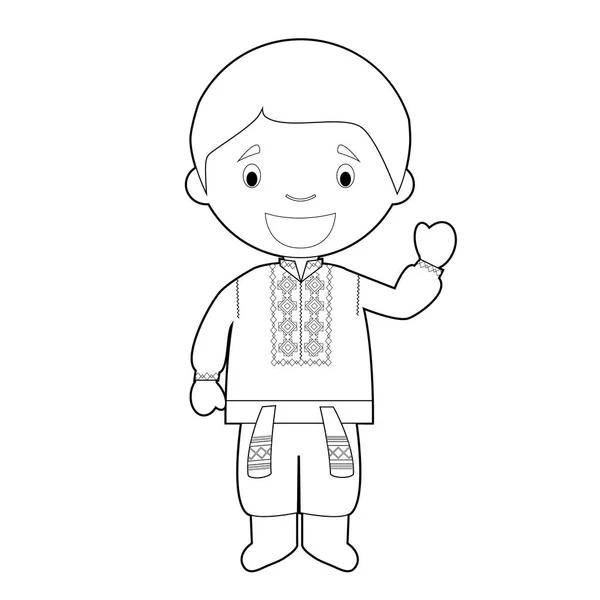 Easy Coloring Cartoon Character Dominican Republic Dressed Traditional ...