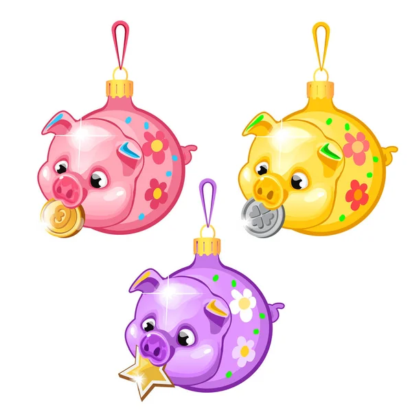 Little animated pig isolated on white background. Sample of poster ...