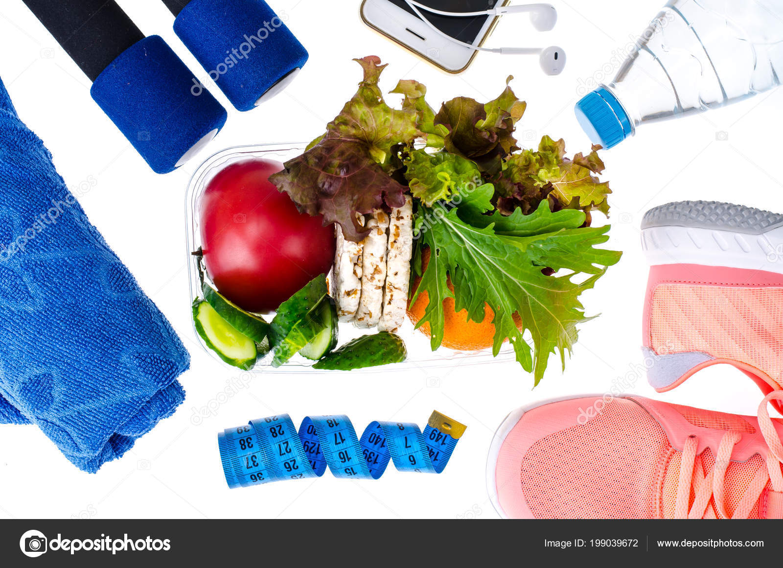 Healthy eating with workout and fitness dieting , weight loss concept ...