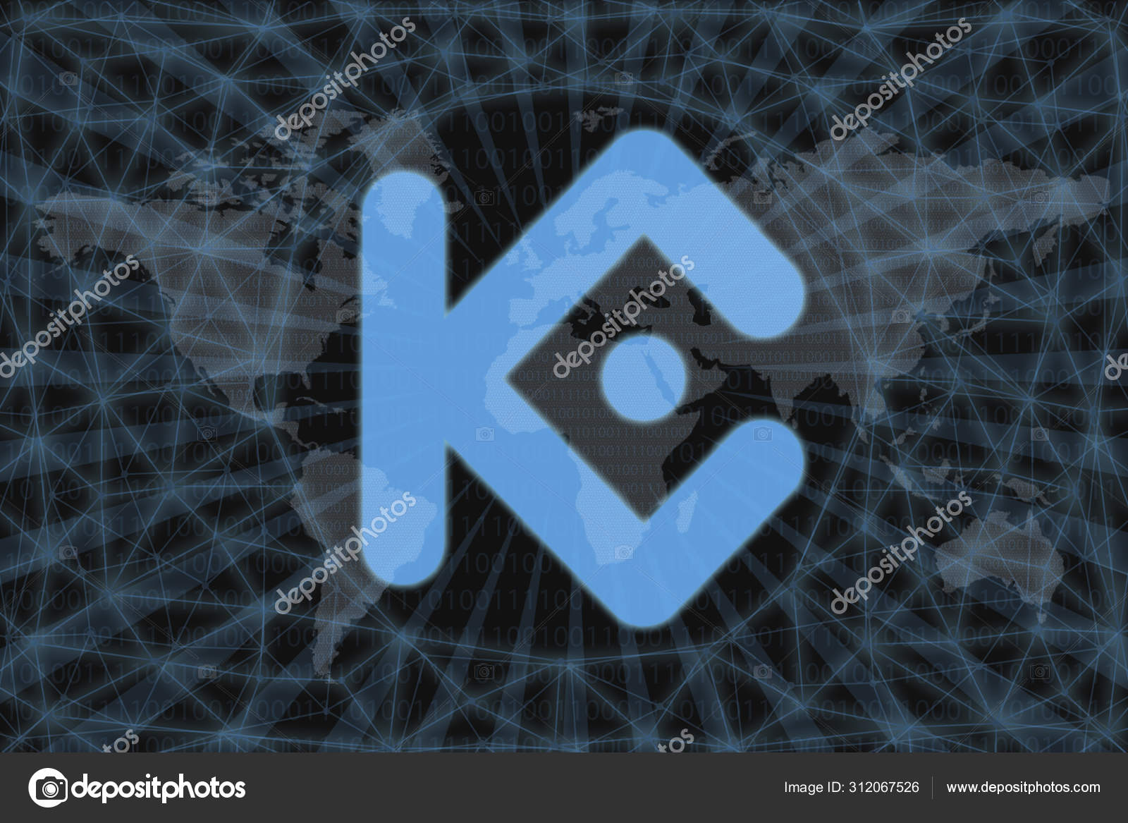 KuCoin Shares (KCS) Abstract Cryptocurrency. With a dark background and ...