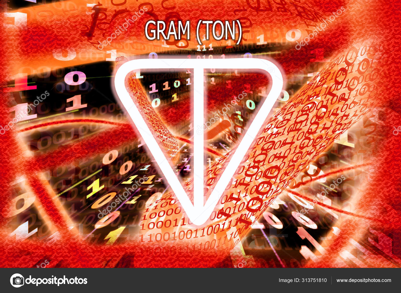 Binary code tunnel on a black background with energy and silhoue Stock ...