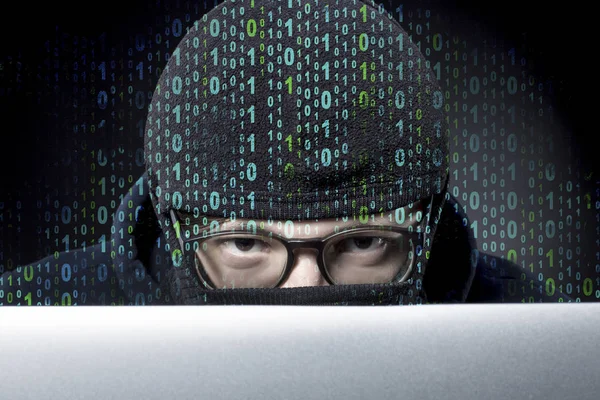 Binary Code Background Silhouette Hacker Hood Concept Cyber Attack Stock Photo by ©AlesMunt ...