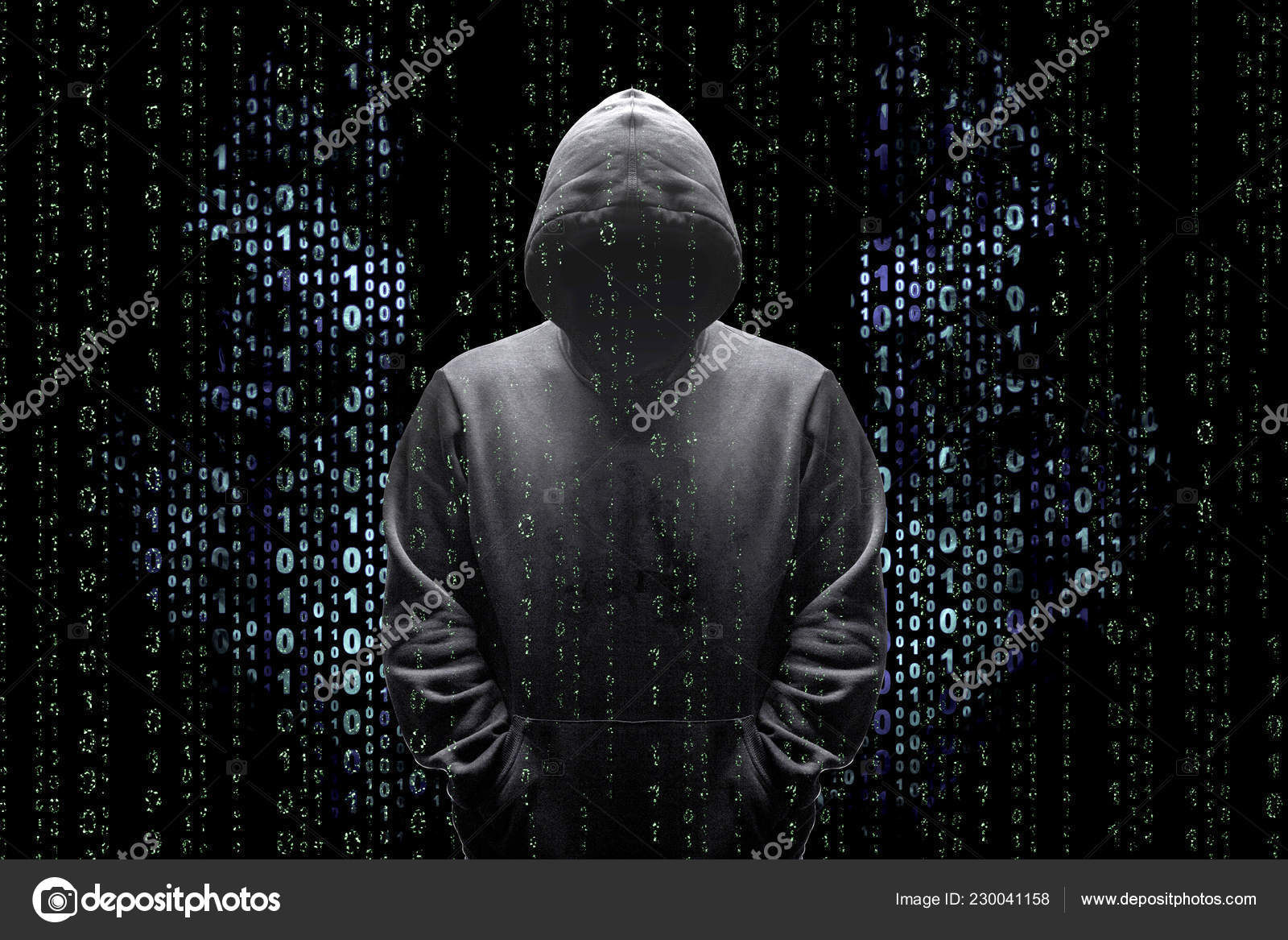 Binary Code Background Silhouette Hacker Hood Concept Cyber Attack Stock Photo by ©AlesMunt ...