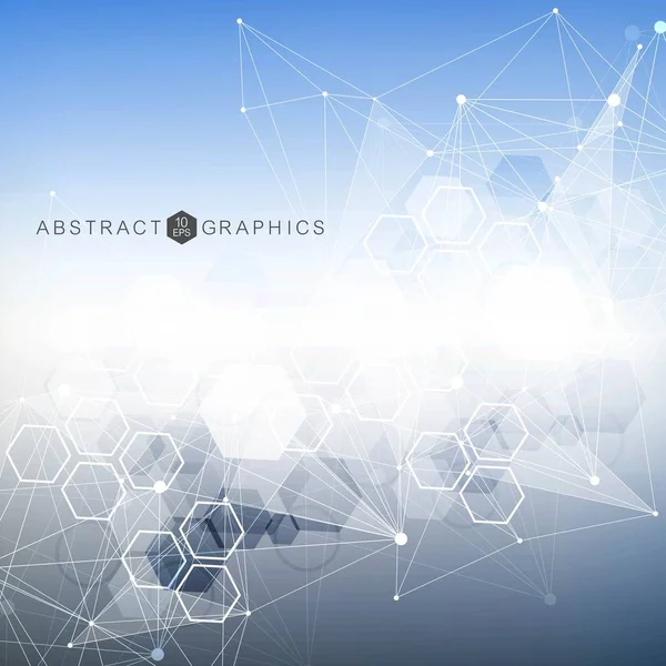 Modern Science Background Lines Dots Hexagons Wave Flow Abstract ...