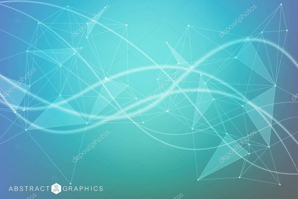 Fondo abstracto geom trico con l nea y puntos conectados. Mol cula de estructura y comunicaci n ...