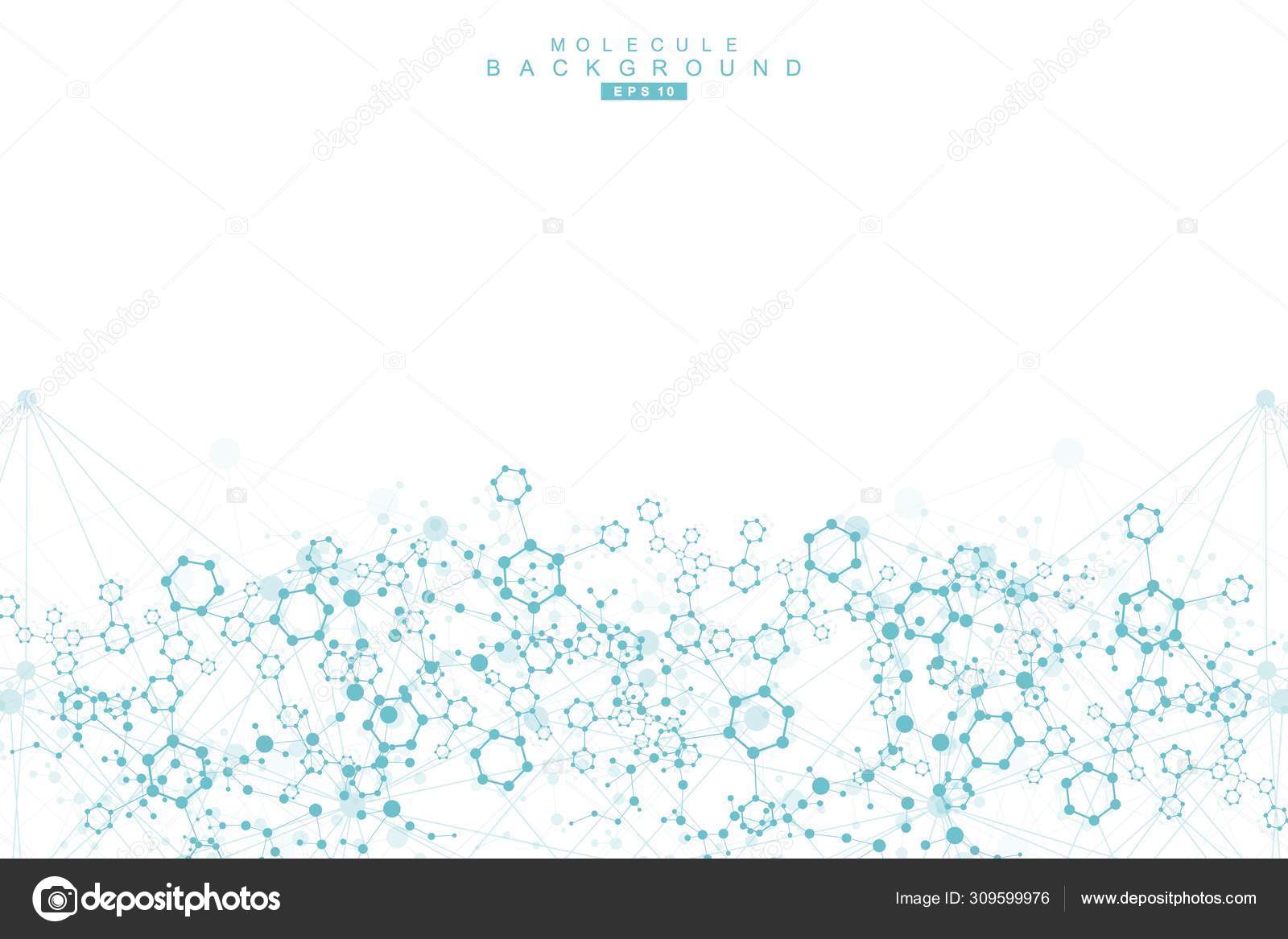 Science network pattern, connecting lines and dots. Technology hexagons ...